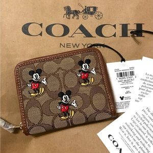Coach | Bags | Disney X Coach Small Zip Around Wallet In Signature ...